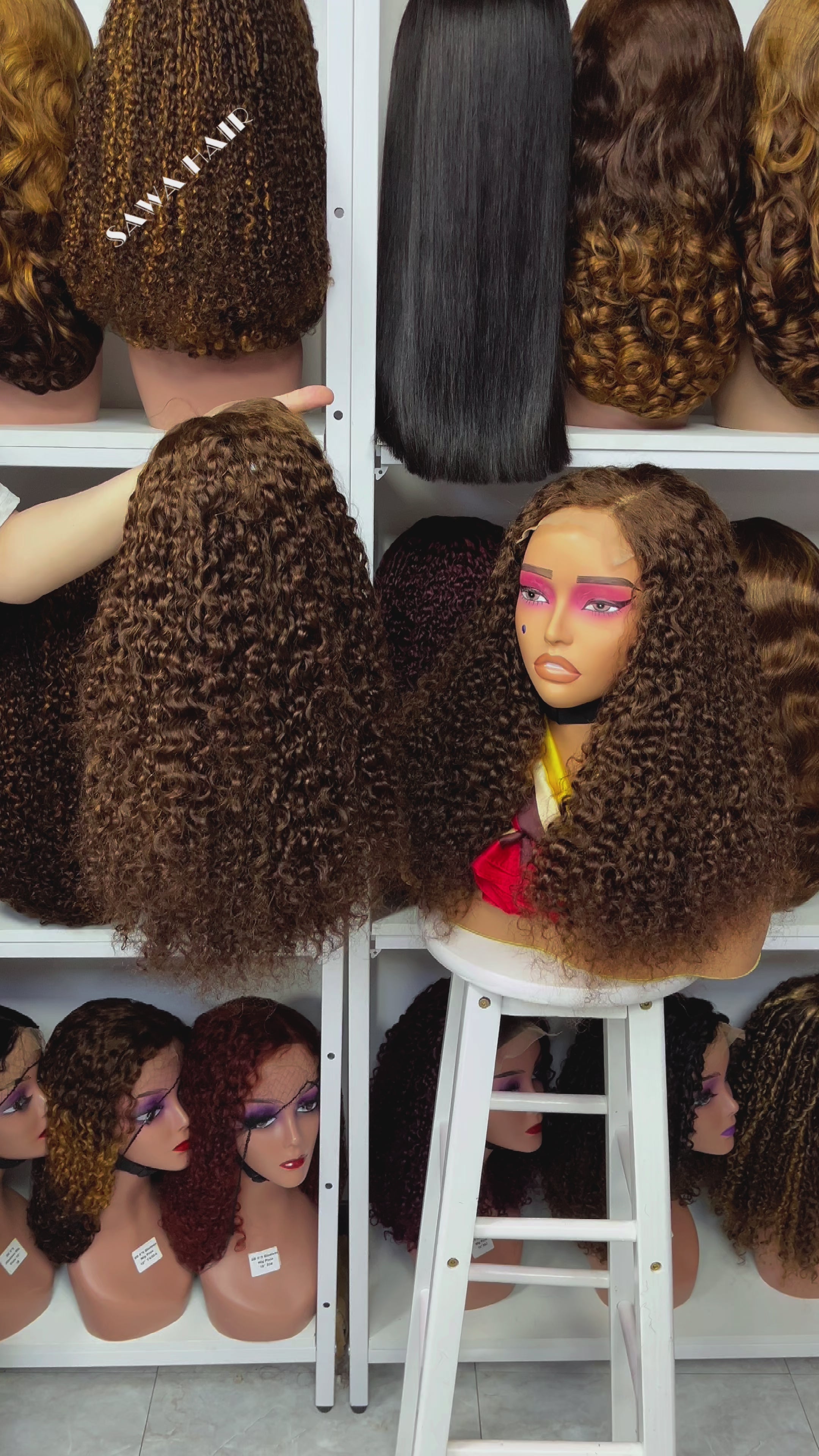 20" Double Drawn 5x5 Glueless Wig Pixie Curl Natural Human Hair Lace W ...